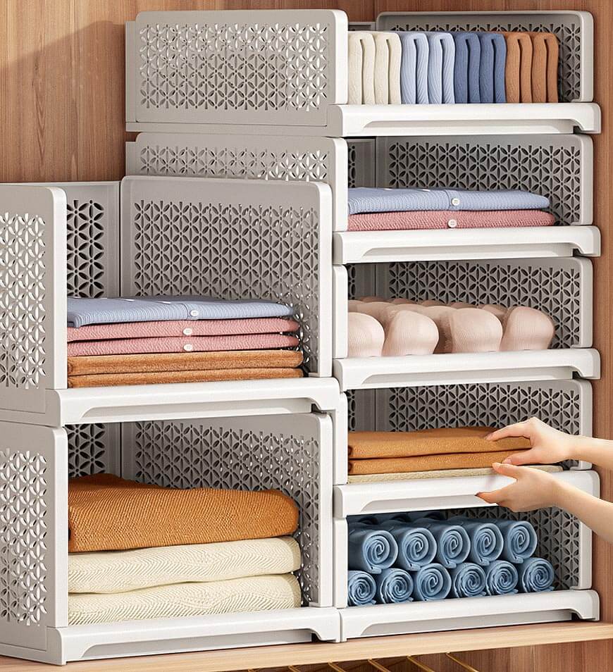 Joybos® Stackable Clothes Storage Basket All White – UK_Joybos